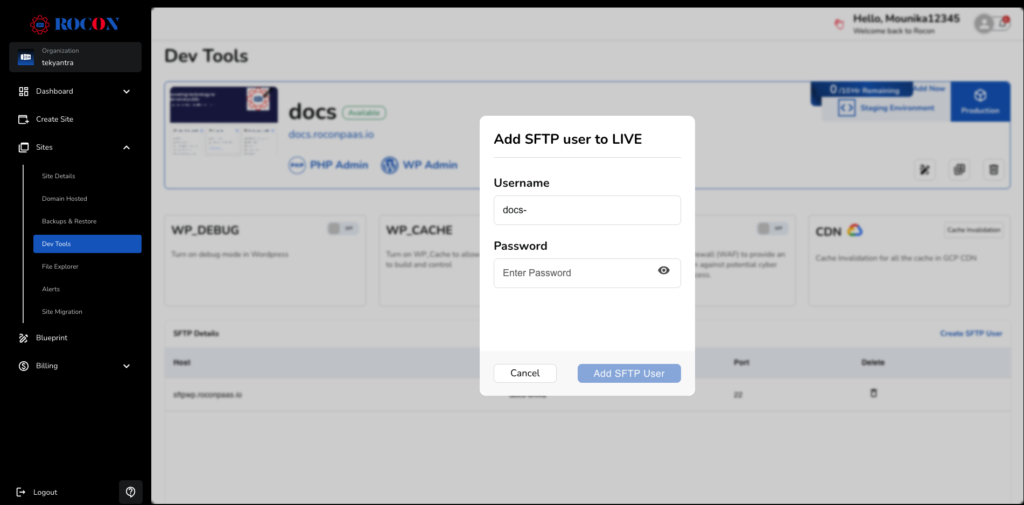 Managing SFTP Users